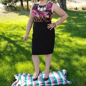 212 Collection | Dresses | 22 Collection Black Gold Maroon Pencil Dress ...